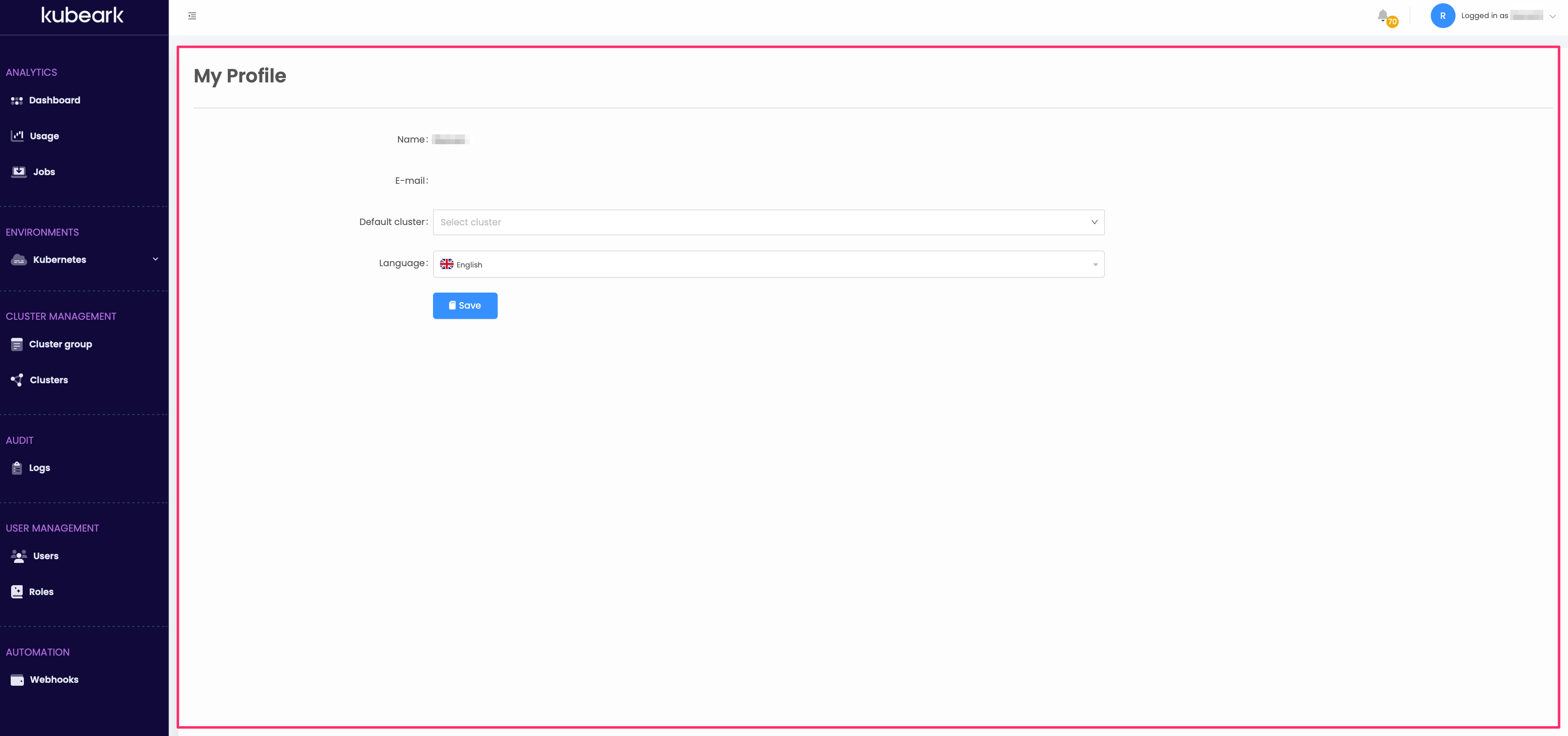 Working area - Kubeark