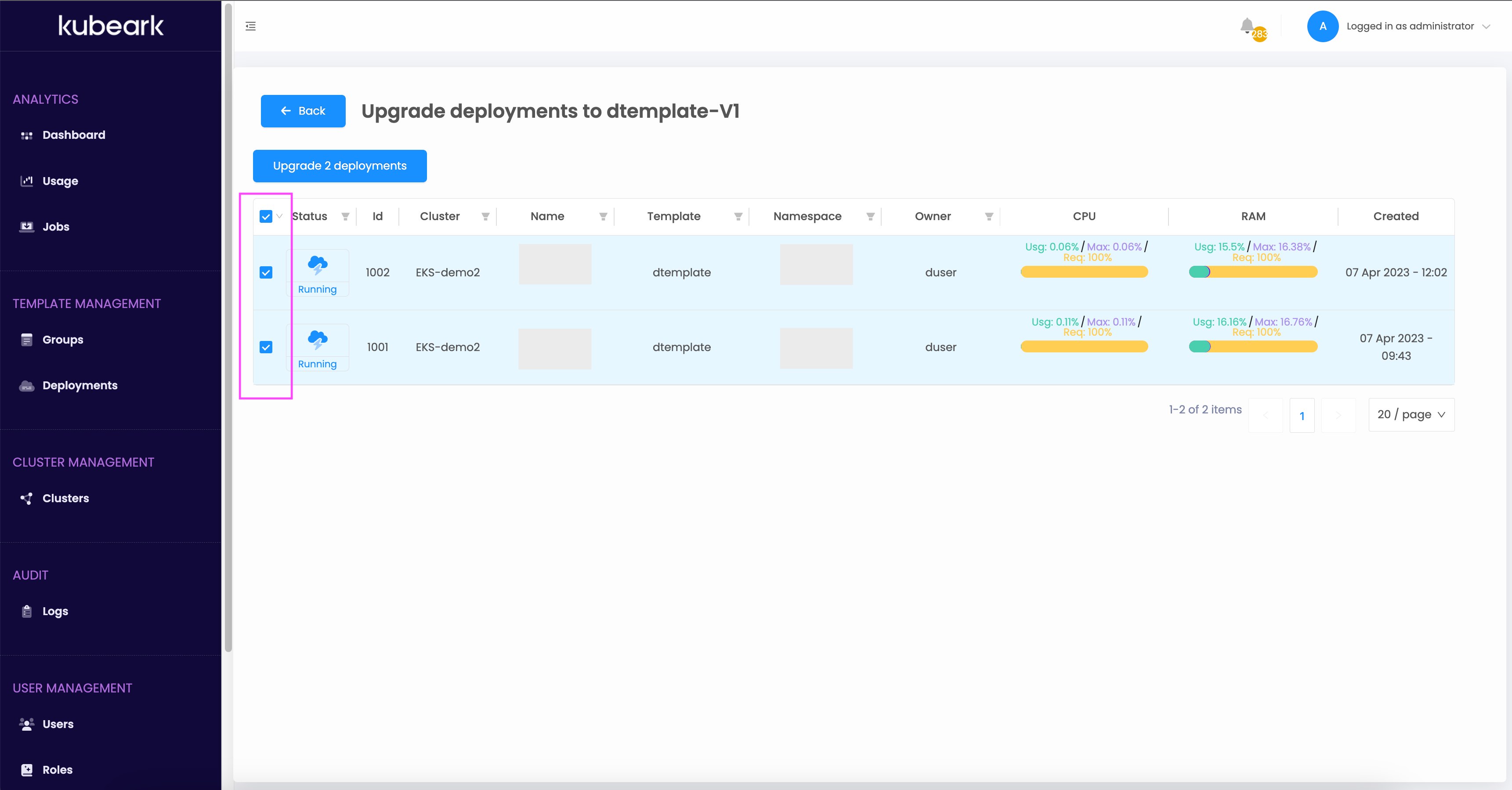 Bulk Update Deployments - Kubeark