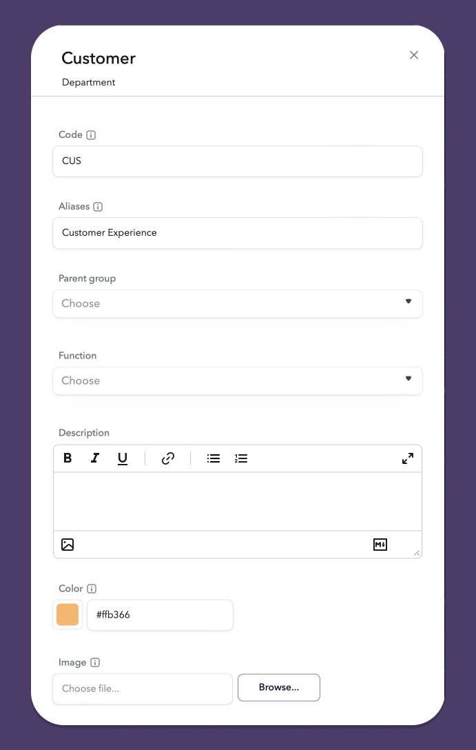 Editing departments - ChartHop documentation