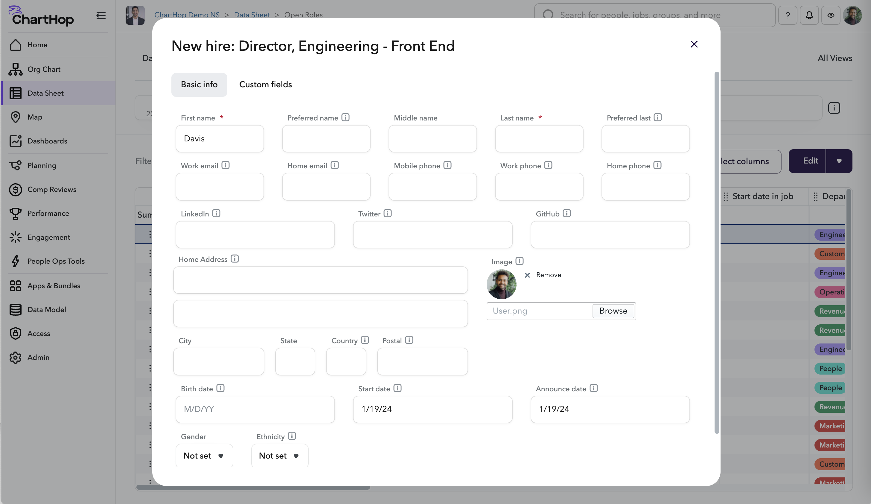 Add a new person to your org - ChartHop documentation