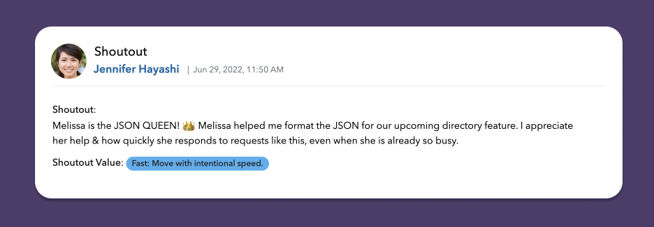 Give a Shoutout - ChartHop documentation
