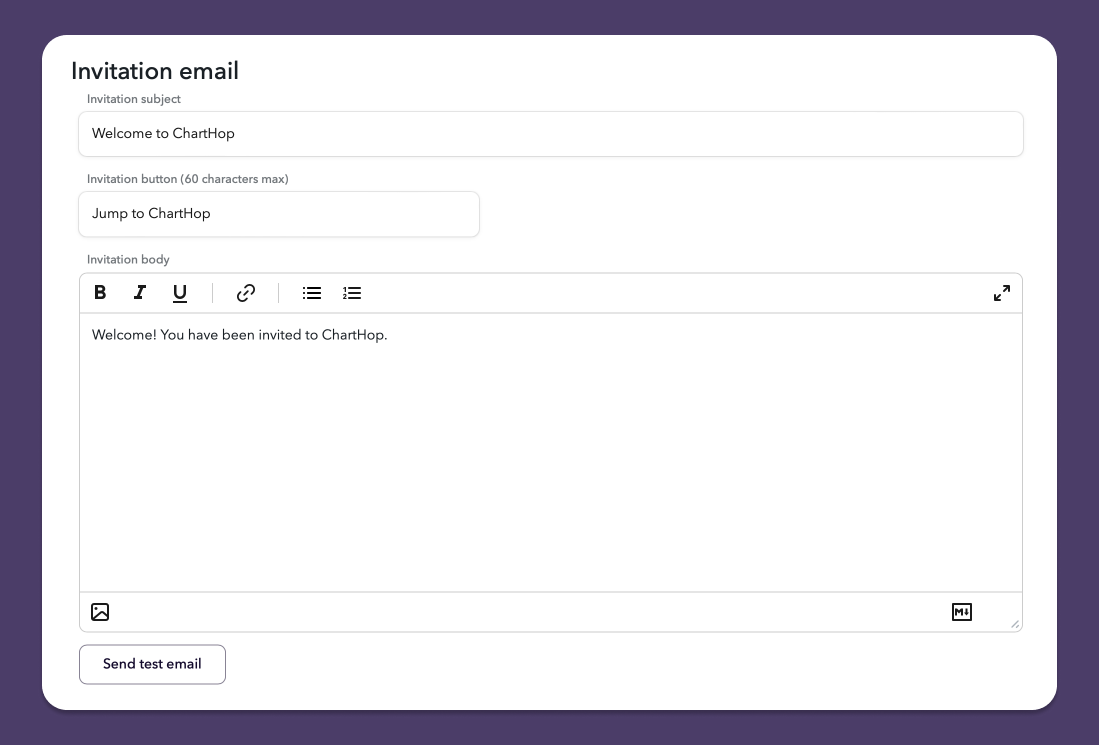Customizing invitations - ChartHop documentation