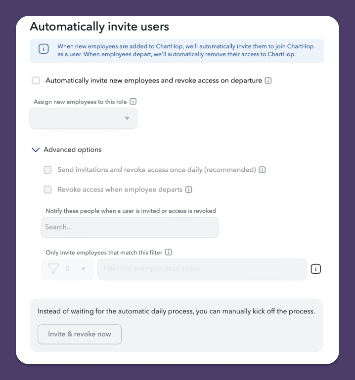 Automatic invitations - ChartHop documentation