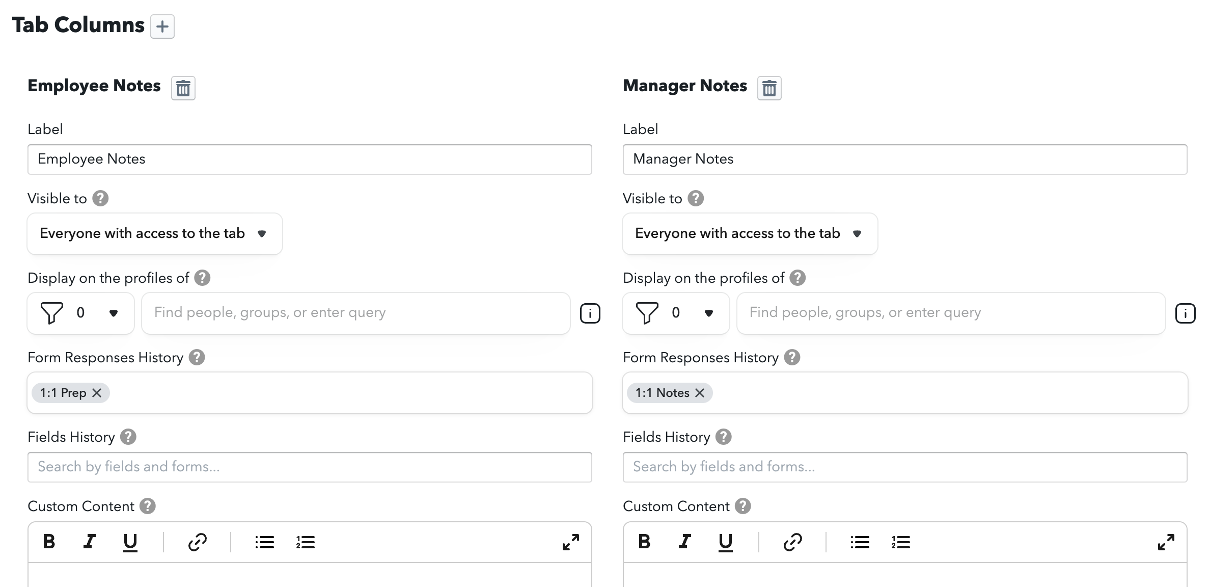 Custom profile tabs - ChartHop documentation