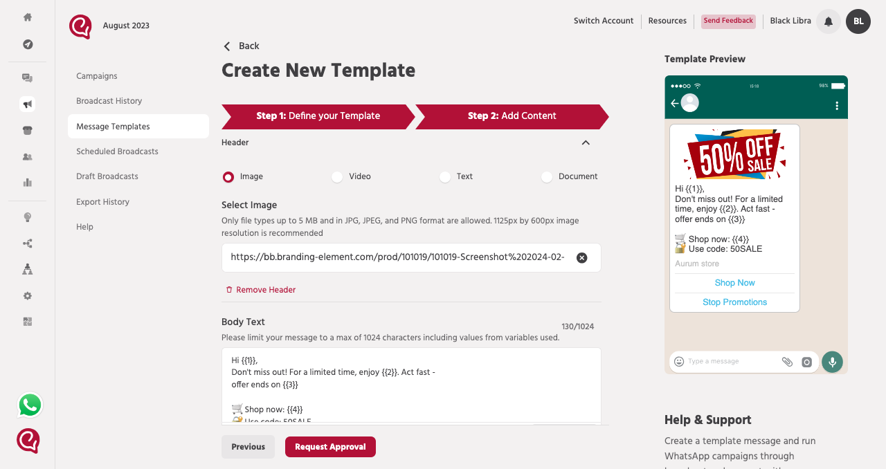 Text & Media Message Templates - Engati Product Docs