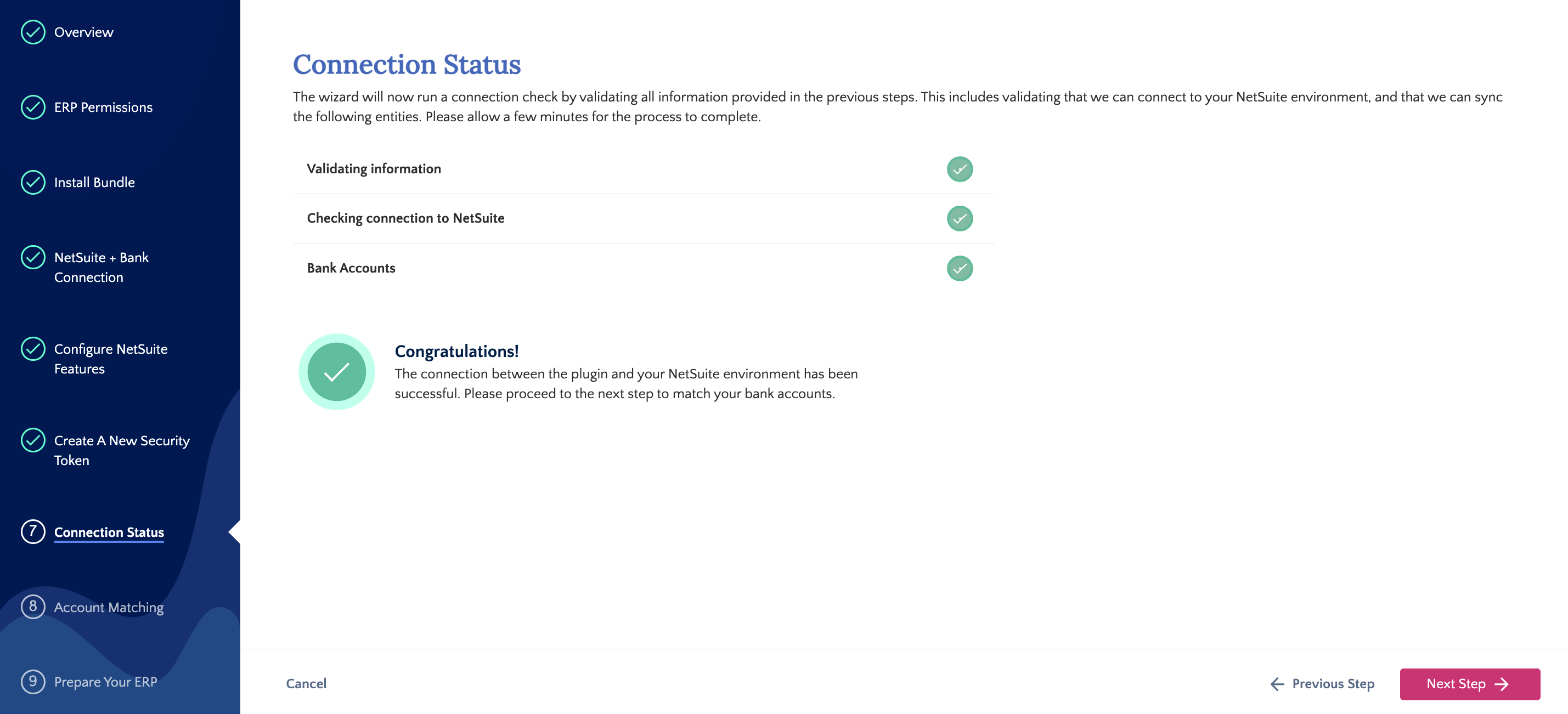Step 9: Connection Status - J.P.Morgan