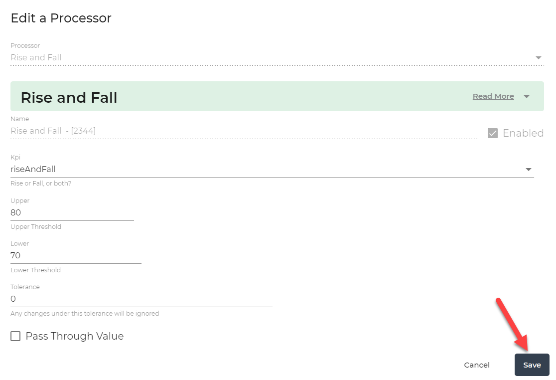 Use The Rise And Fall Function Litmus Automation Documentation Litmus Technical Documentation