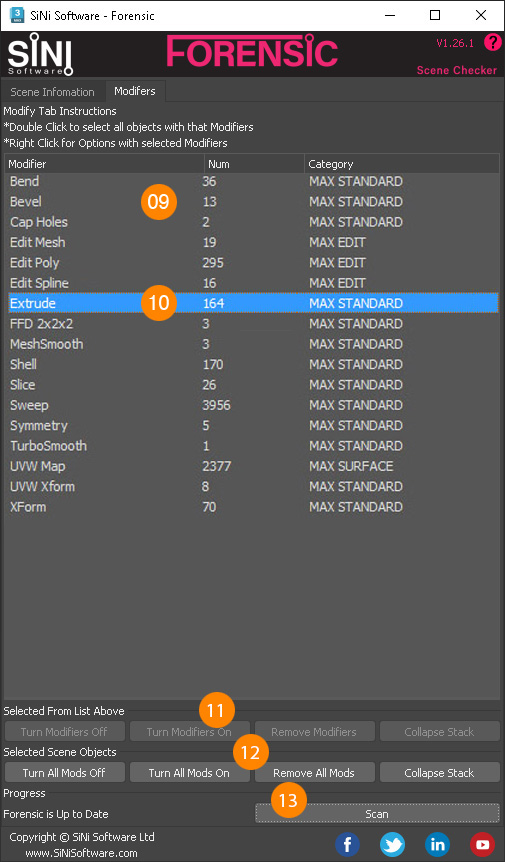 Forensic (UI) - Modifiers - SiNi Help Documentation