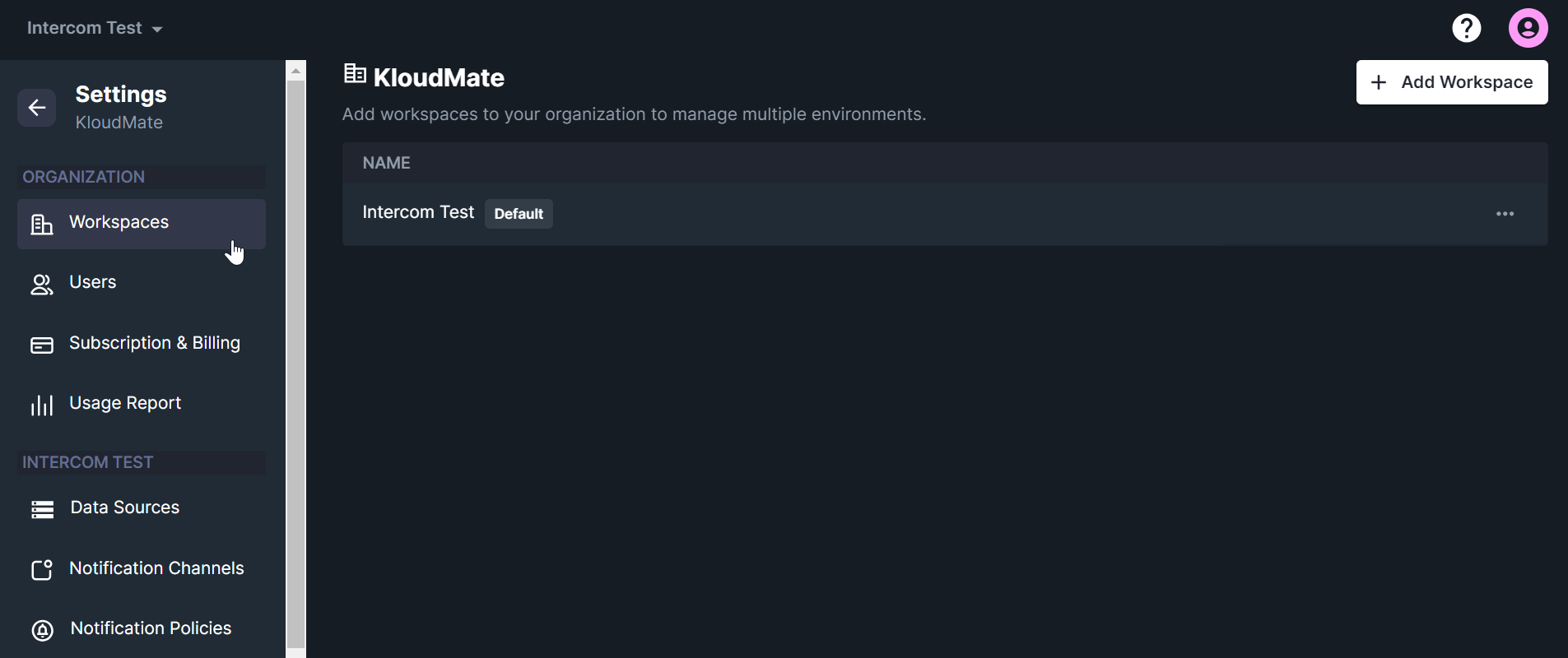 Workspaces - KloudMate Documentation
