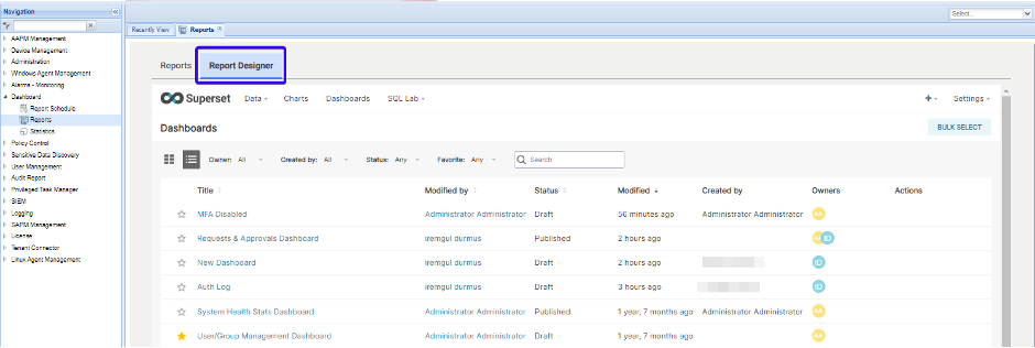 Visualizing Reports and User Rights - Kron PAM Reference Guide