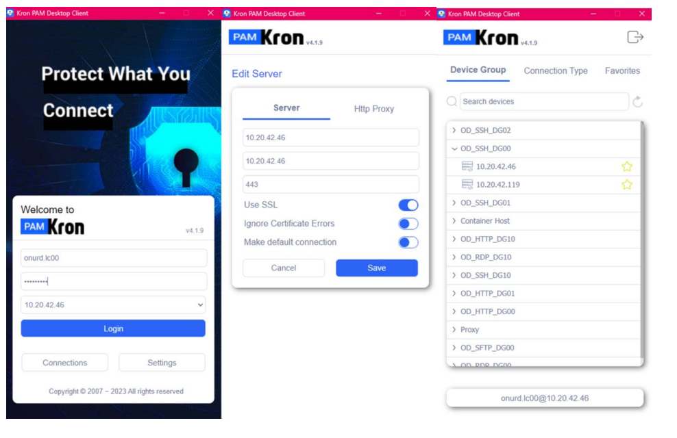 SSH Proxy Connection Interfaces - Kron PAM Reference Guide