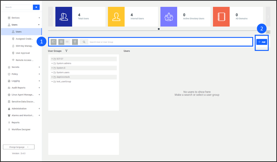Main Pane with Search Function - [NEWUI] PAM BU Kron PAM - Quick Start ...