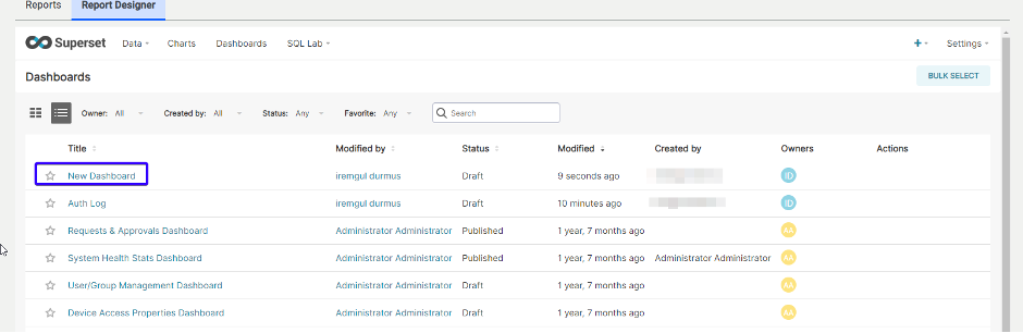 Creating Dashboards - Kron PAM Reference Guide
