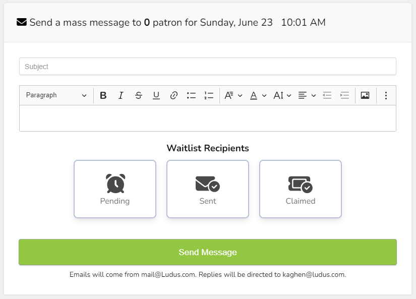 Message Waitlist Patrons - Ludus Manual