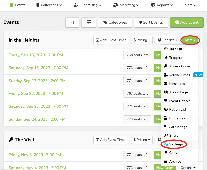 Edit an Event - Ludus Manual