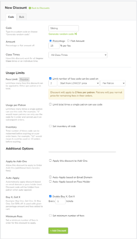 Create a Sibling/Additional Student Discount - Ludus Manual