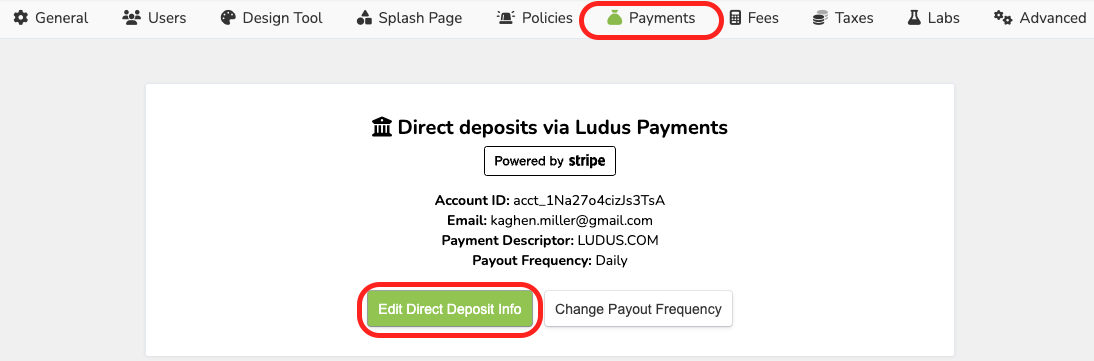 Update direct deposit info - Ludus Manual