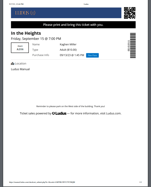 Printed Tickets - Ludus Manual