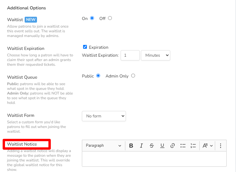 Add a Waitlist Notice - Ludus Manual