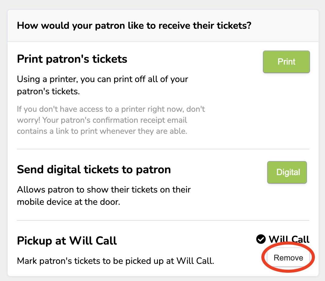 Remove Tickets From Will Call - Ludus Manual