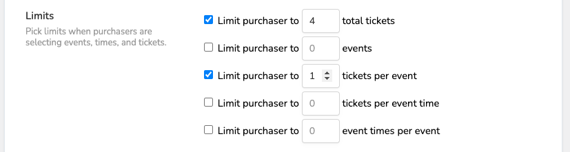 Breakdown of Limits on Season Ticket - Ludus Manual