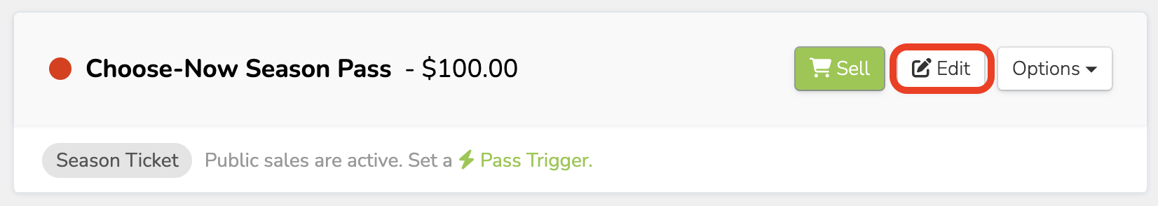 Edit a Season Ticket - Ludus Manual