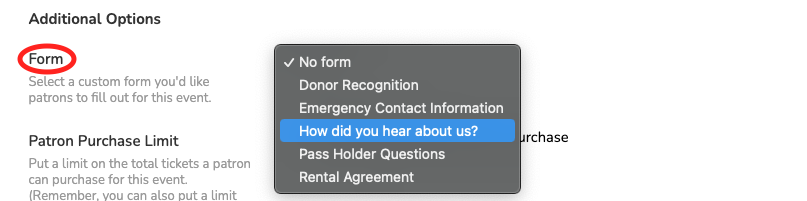 Attach a Form to an Event - Ludus Manual