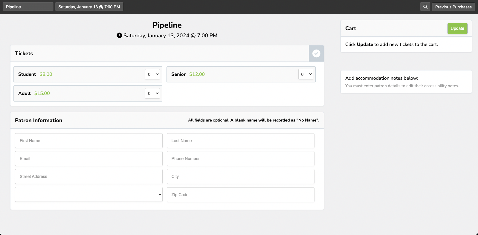 Speed up box office lines - Ludus Manual