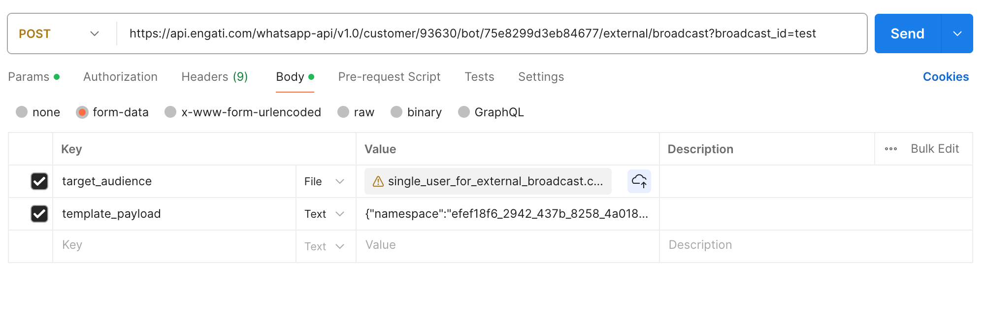 External Broadcast API - Engati Product Docs