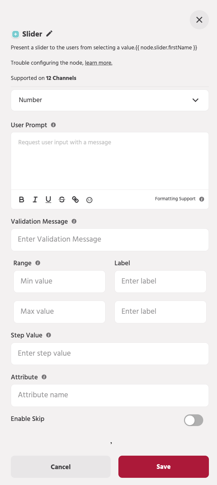 Slider Node - Engati Product Docs