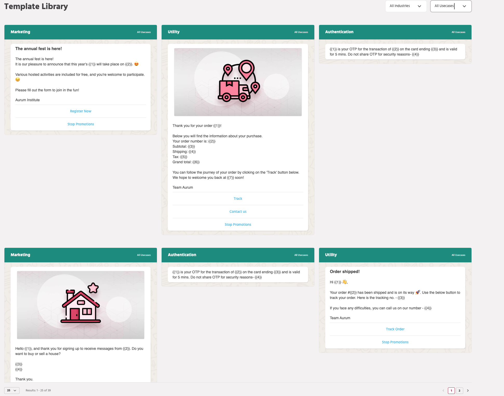 Template Message - Engati Product Docs