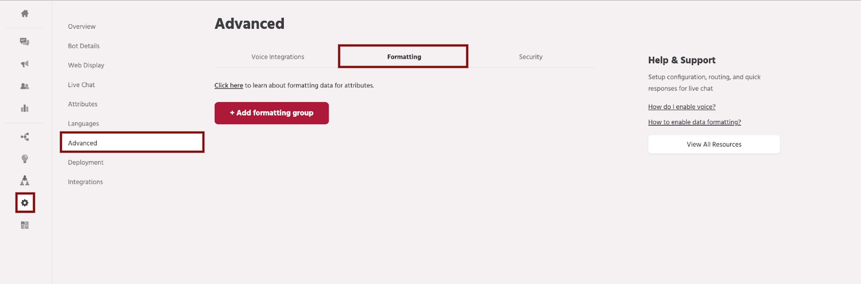 Enabling Data Formatting - Engati Product Docs
