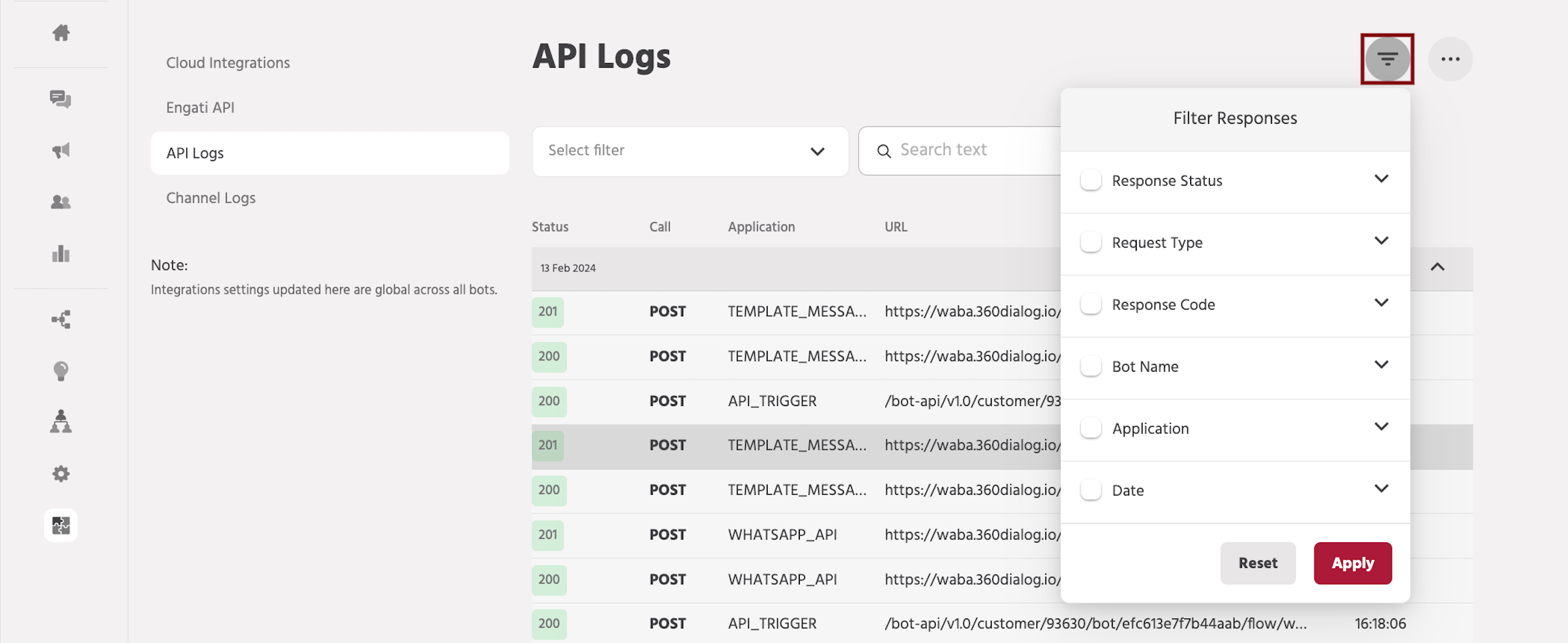 API Logs - Engati Product Docs