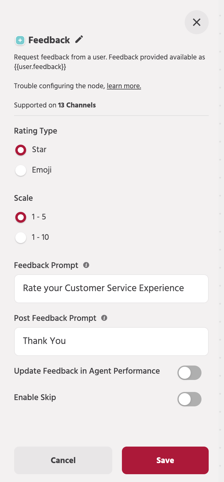 Feedback Node - Engati Product Docs