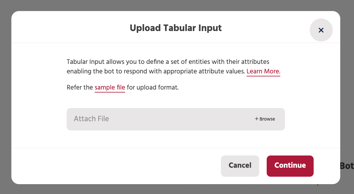 Tabular Input - Engati Product Docs
