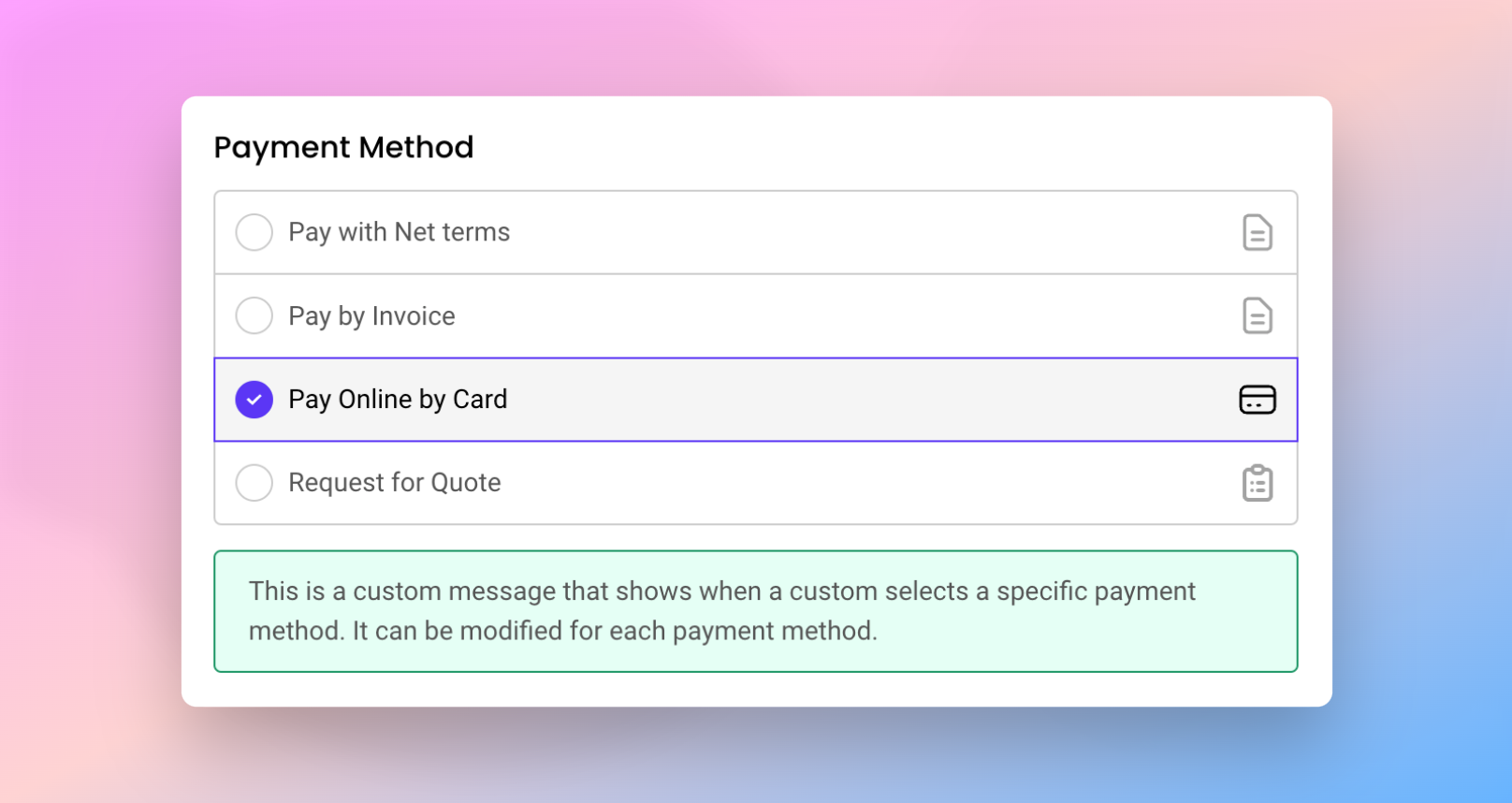 Payment Methods - SparkLayer Docs