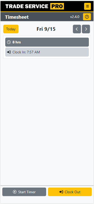 Timesheets - Trade Service Pro
