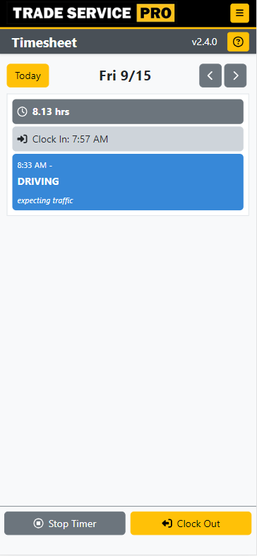 Timesheets - Trade Service Pro