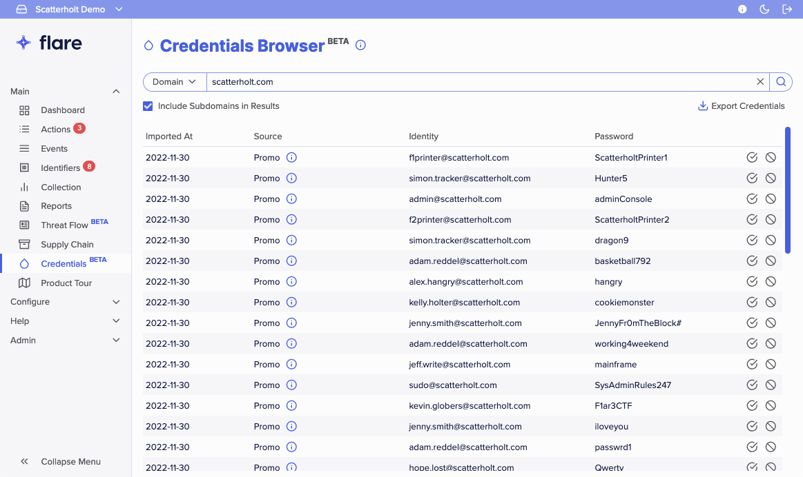 Credentials Browser - Flare