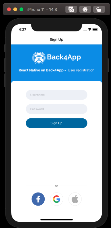 User LogIn and LogOut for React Native - Back4app Backend