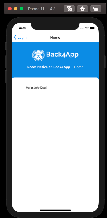 User LogIn and LogOut for React Native - Back4app Backend