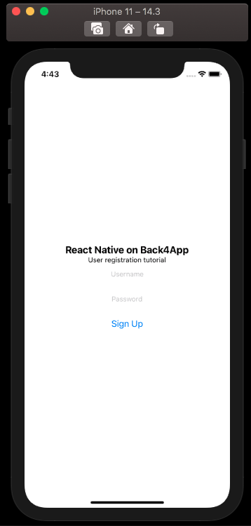 User Registration for React Native - Back4app Backend