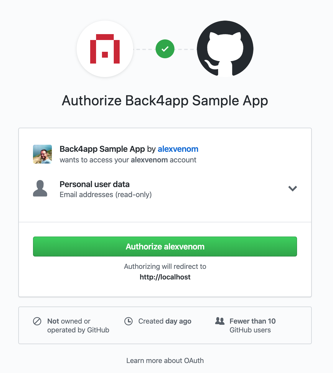 Sign In with Github Tutorial - Back4app Backend