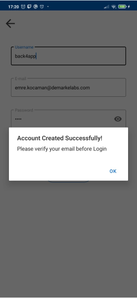 How to implement user registration with email verification - Back4app Backend