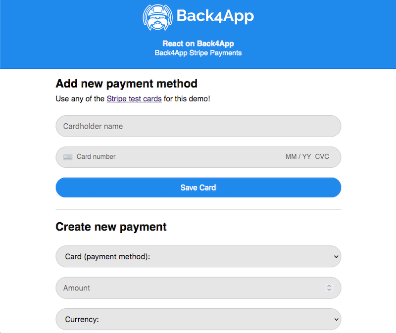 Stripe - Back4app Backend